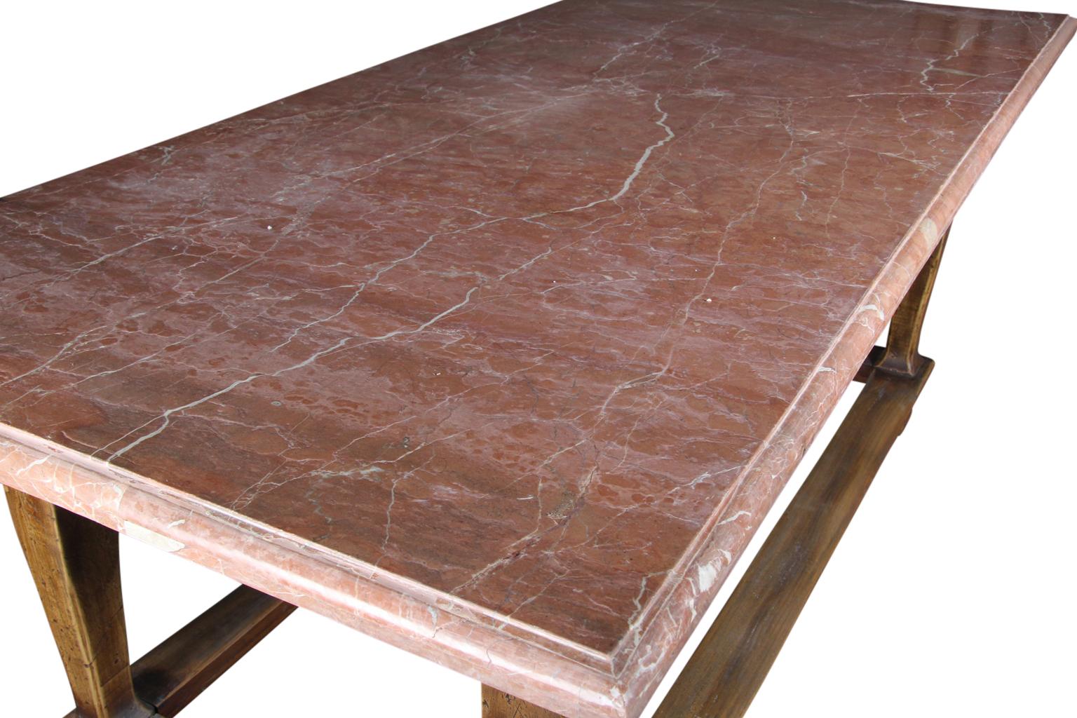 Danish Baroque Style Table with Red Stone Tabletop at 1stDibs | red oak ...