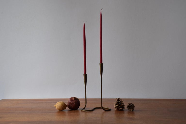 Danish Brass Serpentine Double Candlestick for Illums Bolighus 1960s ...
