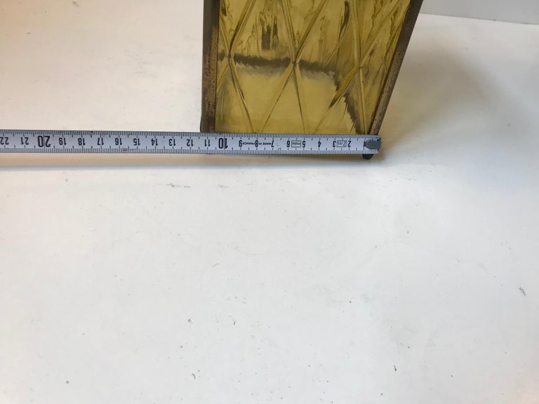 Danish Brass and Yellow Glass Funkis Harlequin Patterned Flush Mount ...