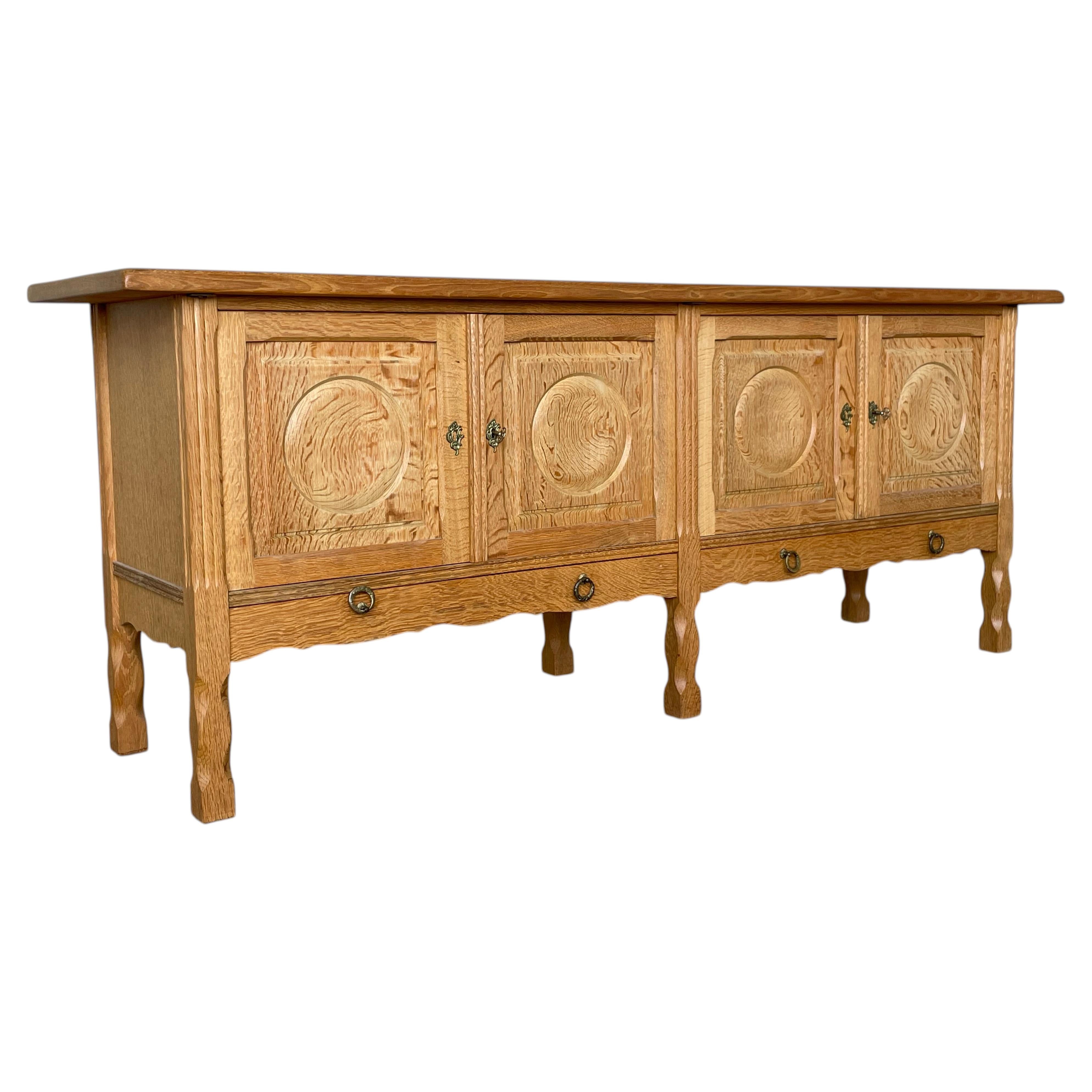 Vintage 1960s Danish Brutalist Oak Cabinet, Baroque Style of Henning ...