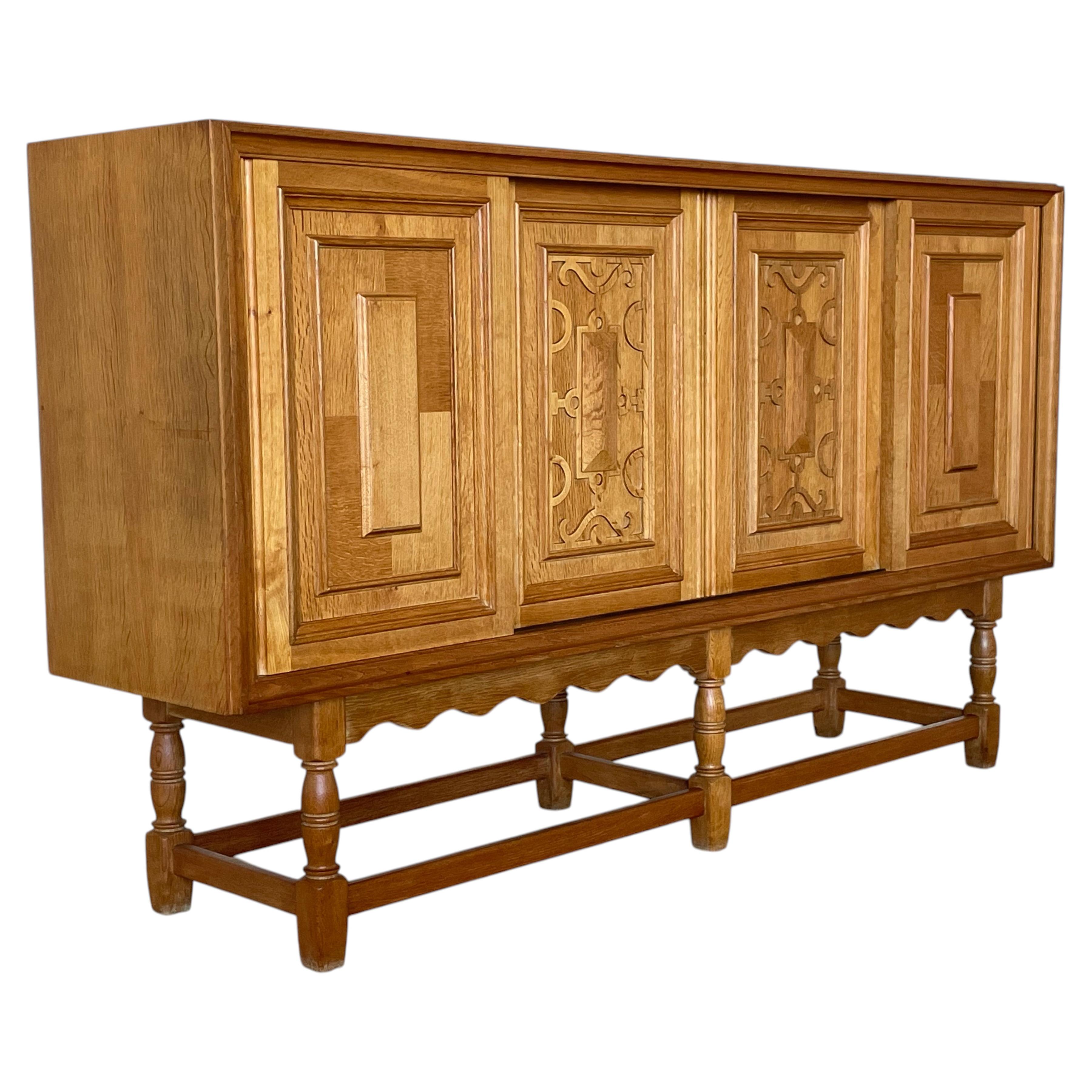 Vintage 1960s Danish Brutalist Oak Cabinet, Baroque Style of Henning ...