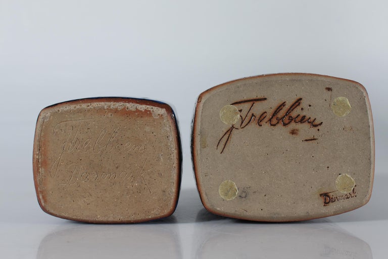 Danish Brutalist Pair of Square Rustic Ceramic Vases by Jytte Trebbien ...