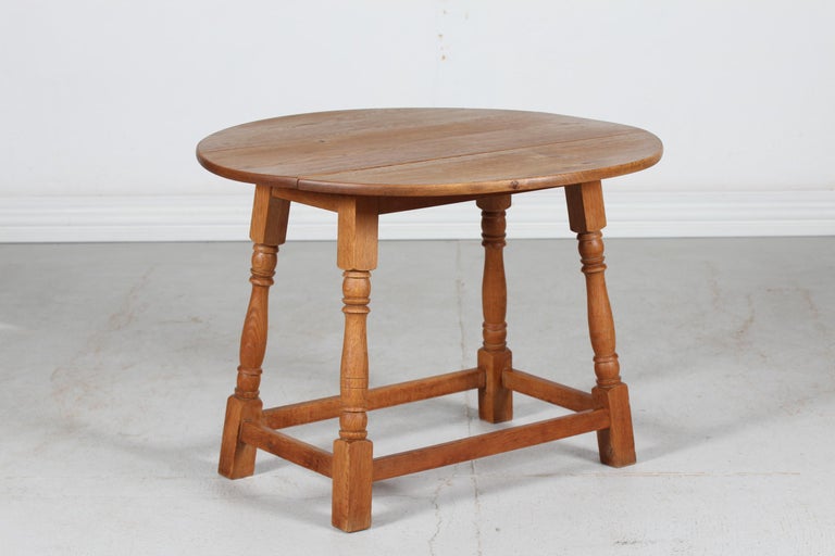 Danish Brutalist Style Small Drop-Leaf Coffee Table Made of Solid Oak ...