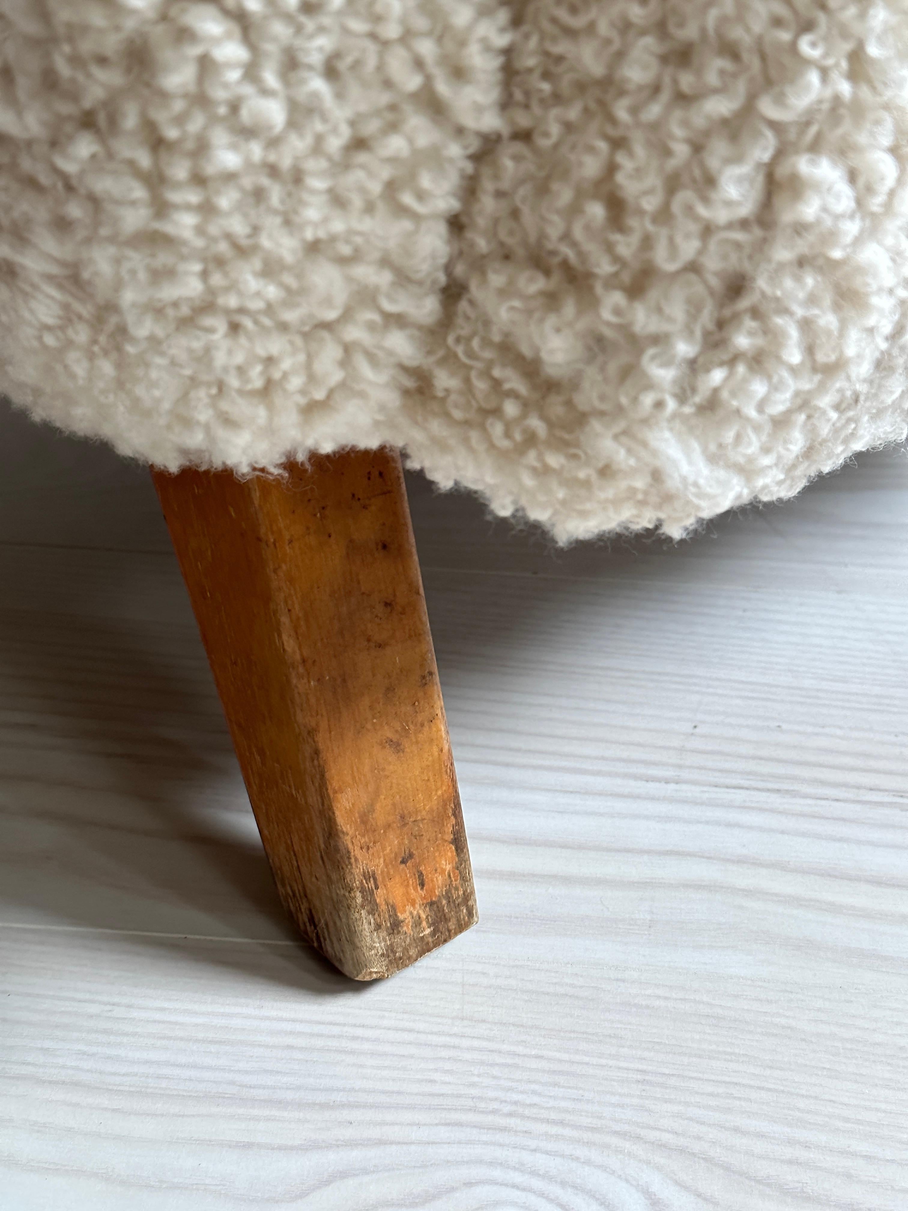 Danish Cabinetmaker Lounge Chair in Sheepskin, Denmark, 1940s at 1stDibs