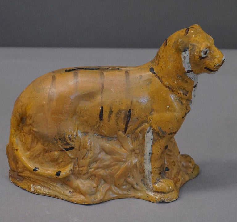 Danish Chalkware Tiger Bank at 1stDibs