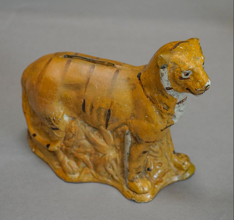 Danish Chalkware Tiger Bank at 1stDibs