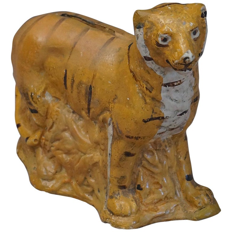 Danish Chalkware Tiger Bank at 1stDibs