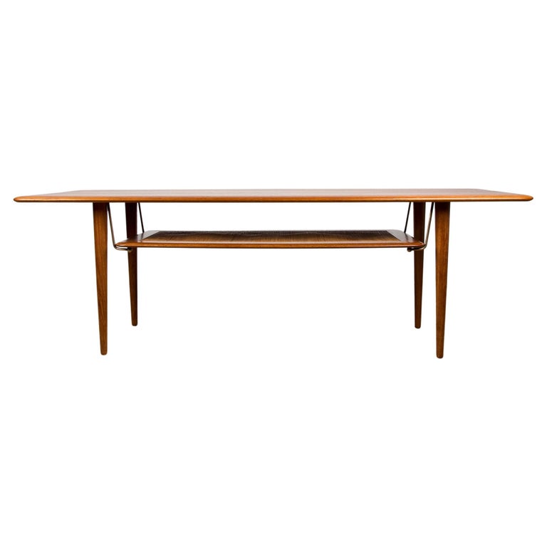 Danish Coffee Table 2 Levels in Teak, Cane and Brass Model Fd 516 by ...