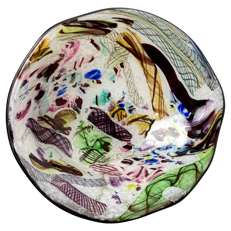 Handmade Multicoloured Art Glass Bowl, Denmark, 2000s For Sale at 1stDibs