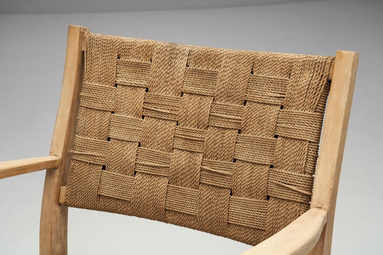 Danish Cord and Beech Rocking Chair, Denmark 1940s For Sale at 1stDibs