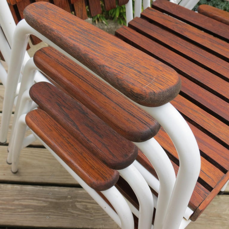 Danish Daneline Garden Stacking Chairs in Teak Set of 4 at 1stDibs