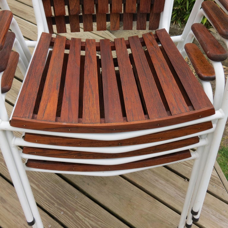 Danish Daneline Garden Stacking Chairs in Teak Set of 4 at 1stDibs