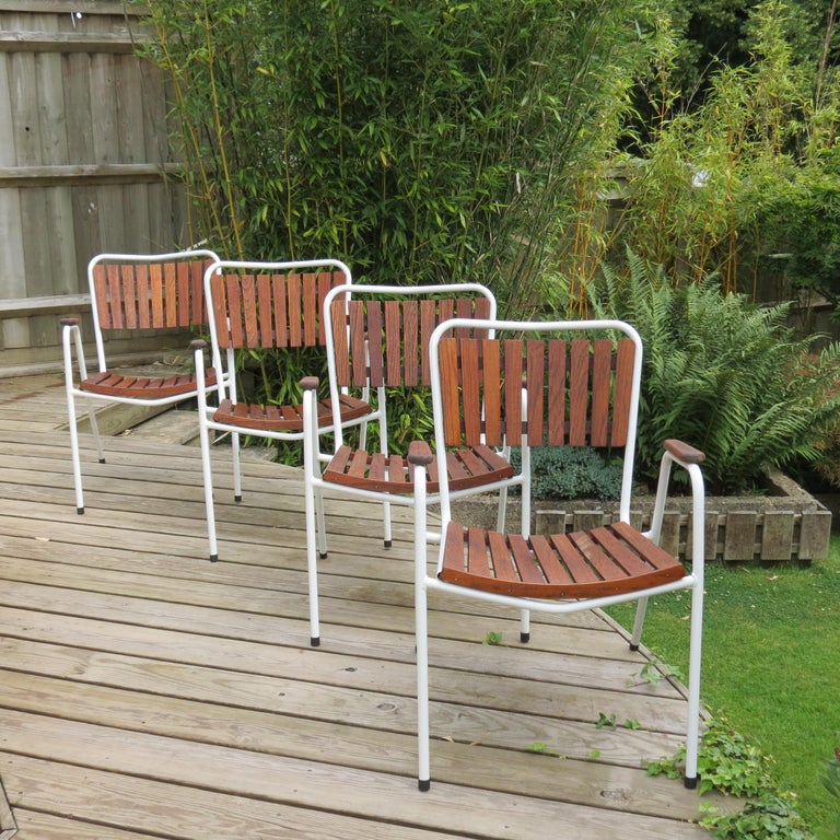 Danish Daneline Garden Stacking Chairs in Teak Set of 4 at 1stDibs