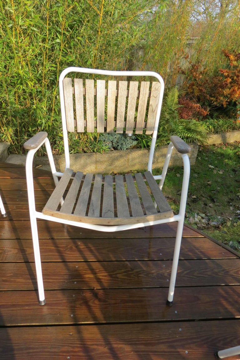 Danish Daneline Stacking Garden Chairs Set of 4 Teak at 1stDibs