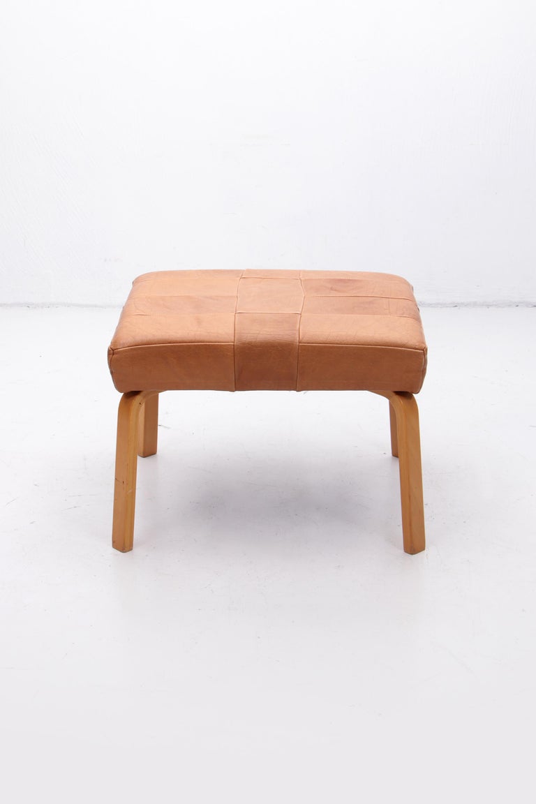 Danish Design Footstool Covered with Patchwork Leather, 1980 For Sale ...