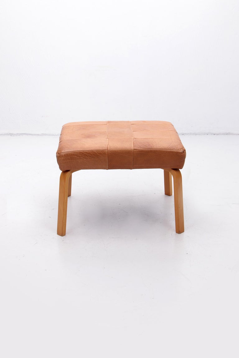 Danish Design Footstool Covered with Patchwork Leather, 1980 For Sale ...