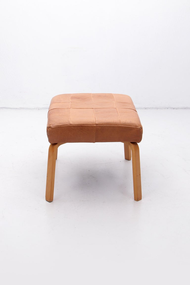 Danish Design Footstool Covered with Patchwork Leather, 1980 For Sale ...