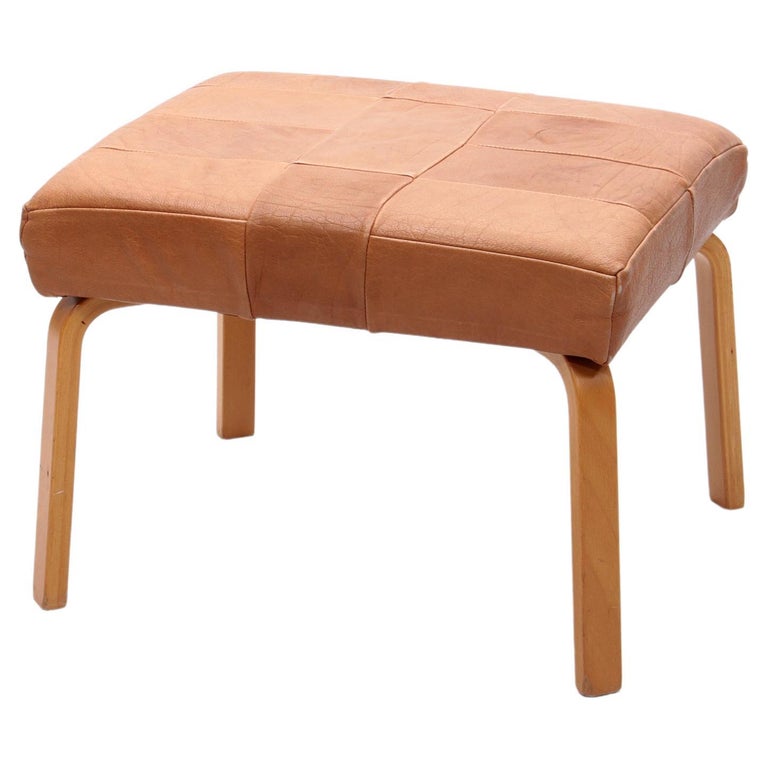 Danish Design Footstool Covered with Patchwork Leather, 1980 For Sale ...