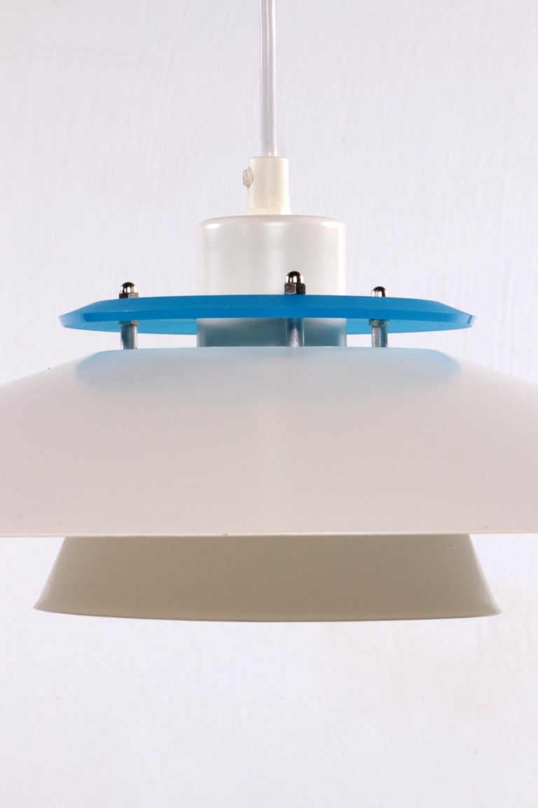 Danish Design Hanging lamp with blue edge 1970 Denmark. For Sale at 1stDibs