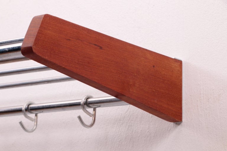 Danish Design Teak Wall Coat Rack with Chrome Hooks, 60s For Sale at ...