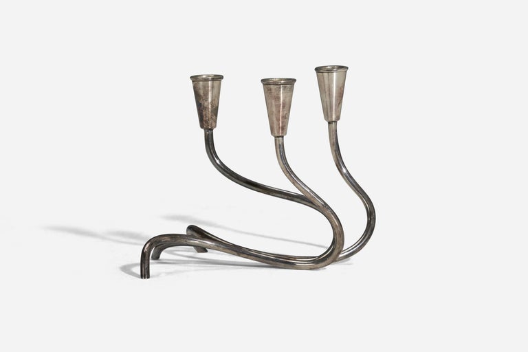 Danish Designer, Candelabra, Silver Plate, Denmark, 1940s For Sale at ...