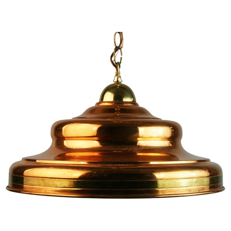 Danish Designer Copper and Brass Pendant, 1970's For Sale at 1stDibs