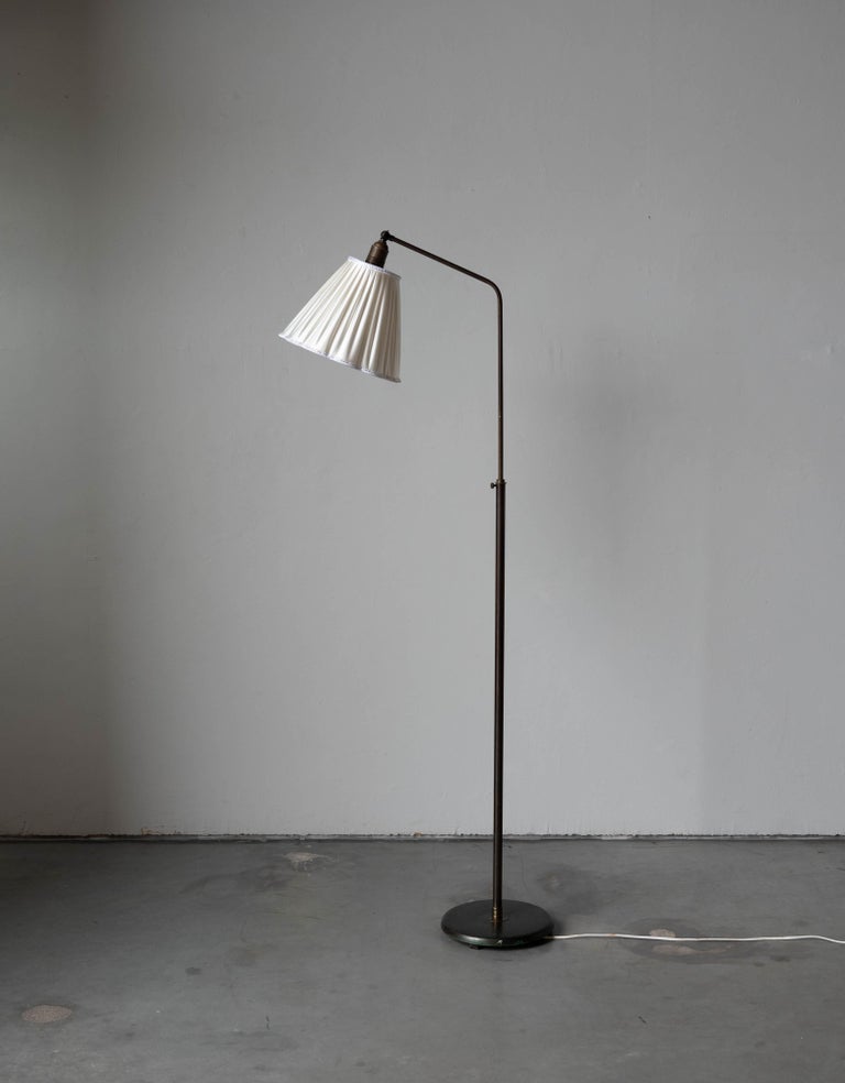 Danish Designer, Floor Lamp, Brass, Fabric, Denmark, 1940s For Sale at ...