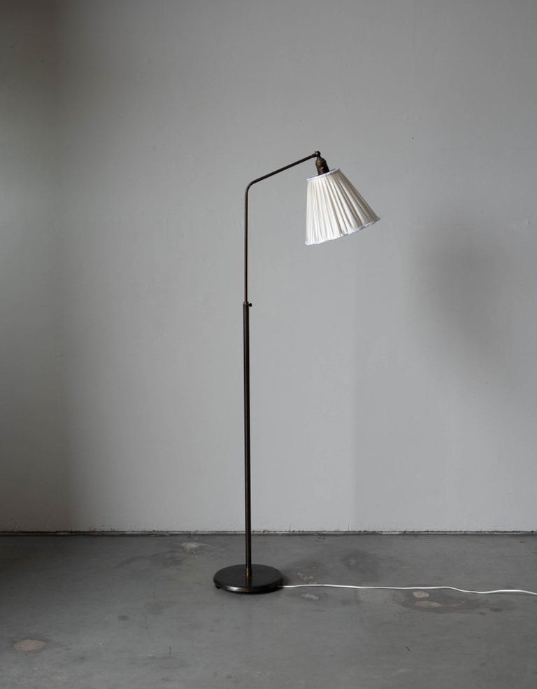 Danish Designer, Floor Lamp, Brass, Fabric, Denmark, 1940s For Sale at ...