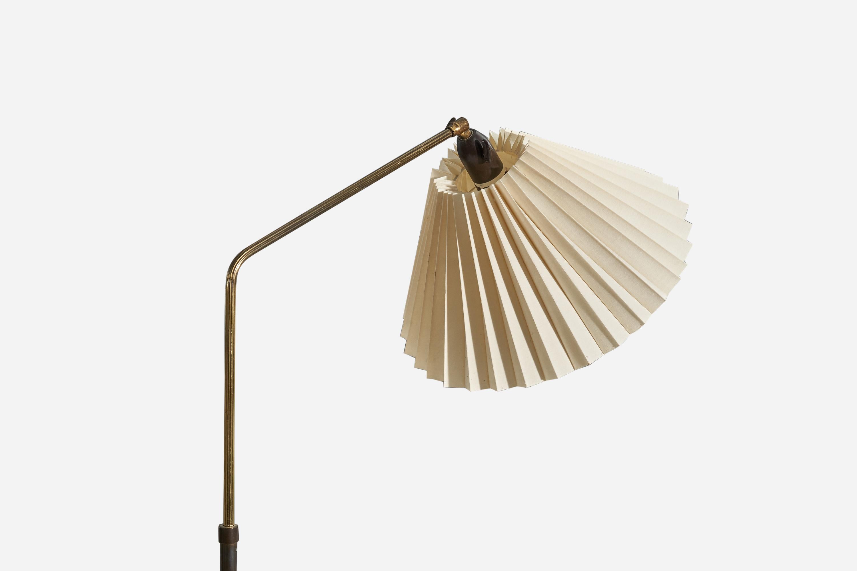 Danish Designer, Floor Lamp, Brass, Paper, Denmark, 1940s For Sale at ...