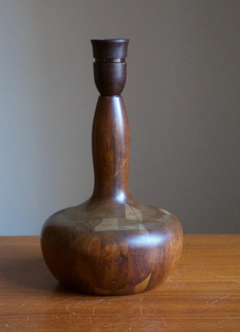 Danish Designer, Organic Table Lamp, Solid Joined Wood, Denmark, 1950s ...