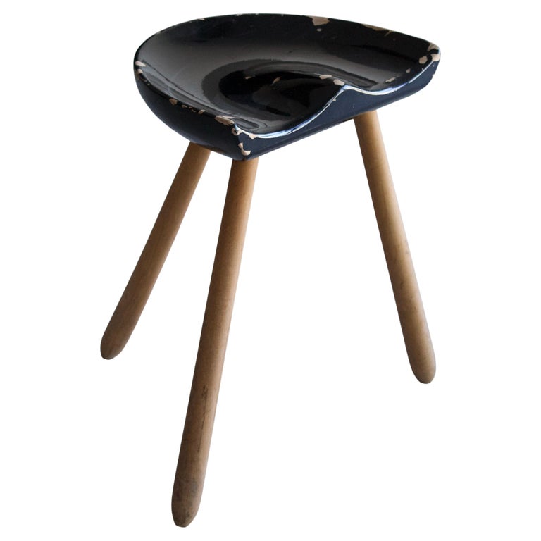 Danish Designer, Stool, Carved Oak, Black Lacquer, Denmark, c. 1950s ...