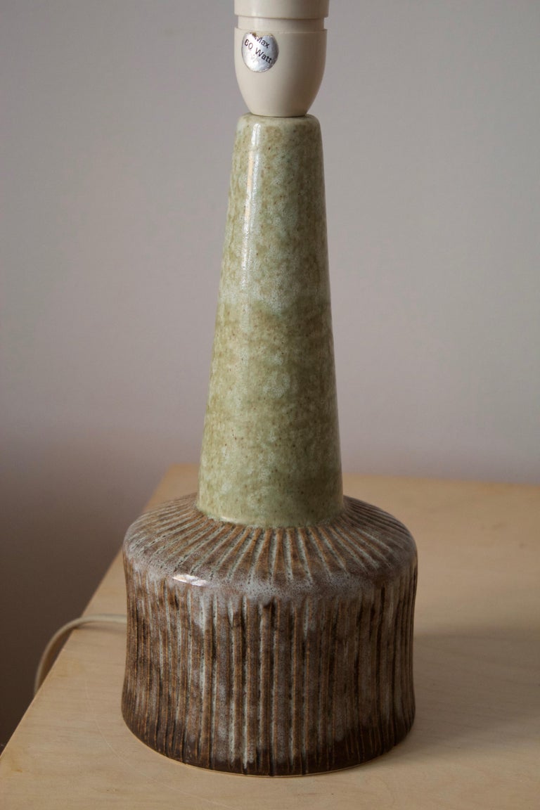 Danish Designer, Table Lamp, Brown-Green Glazed Stoneware, Denmark ...