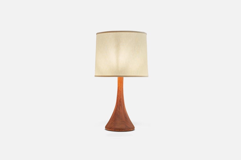 Danish Designer, Table Lamp, Solid Teak, Denmark, 1950s For Sale at 1stDibs