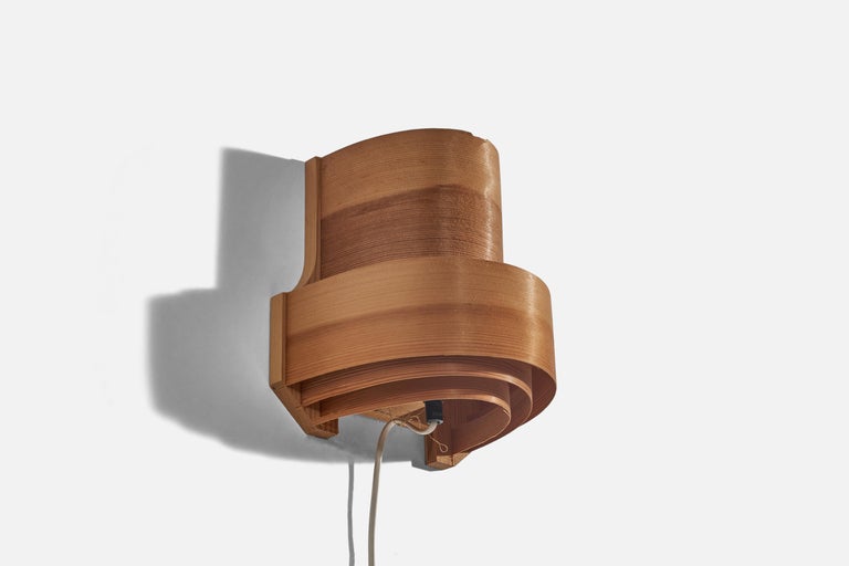Danish Designer, Wall Lights, Pine, Moulded Pine Veneer, Denmark, 1970s ...