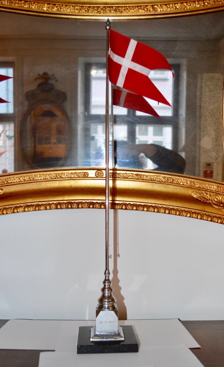 Danish Flag Post On Marble Stand, 1949 at 1stDibs