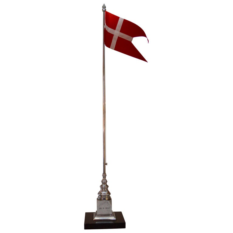 Danish Flag Post On Marble Stand, 1949 at 1stDibs
