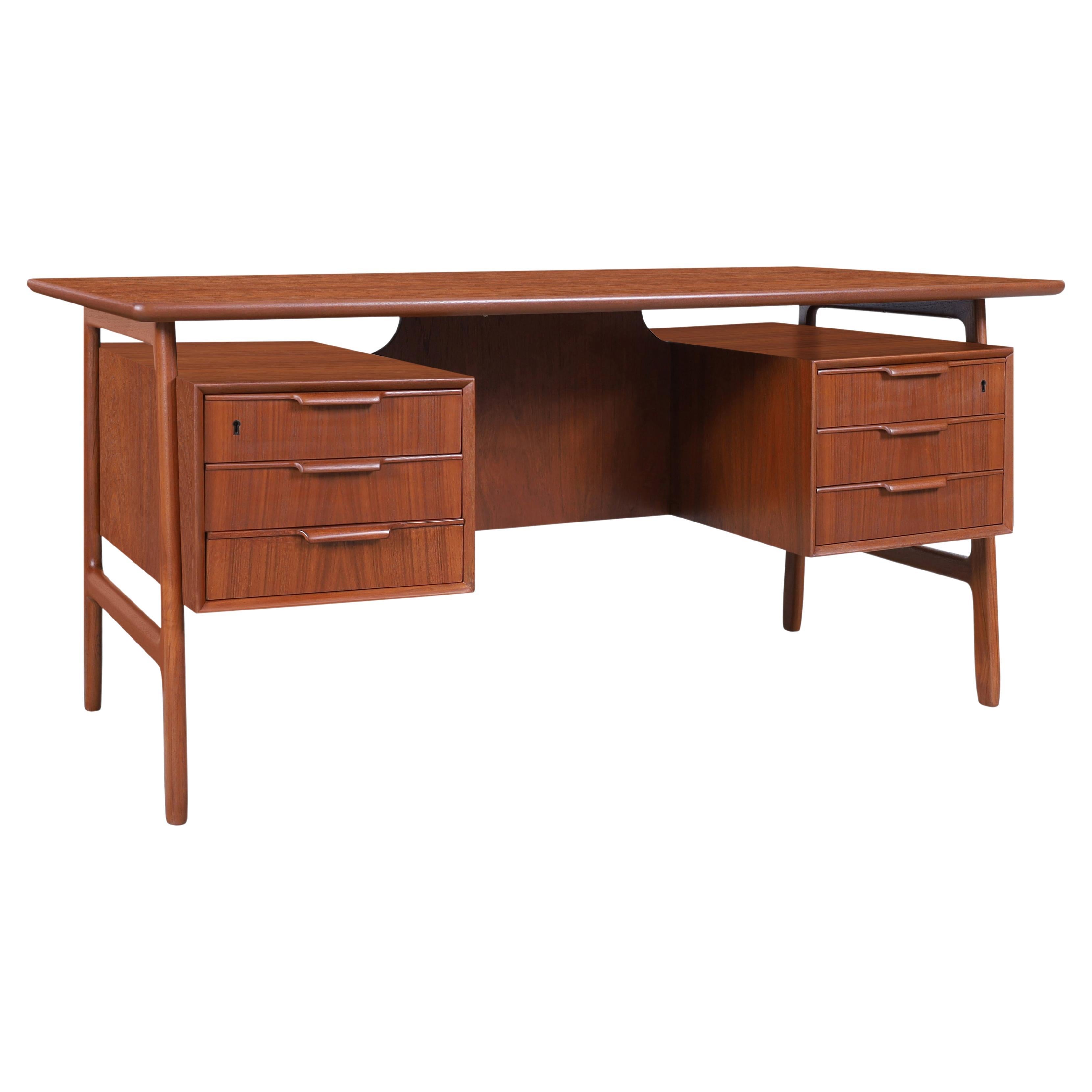 Danish Model 75 Executive Desk in Teak by Gunni Omann for Omann Jun ...