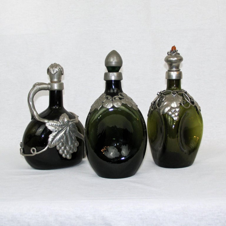 Danish Glass and Pewter Bottle with Stopper Decanter, 1930s For Sale at ...