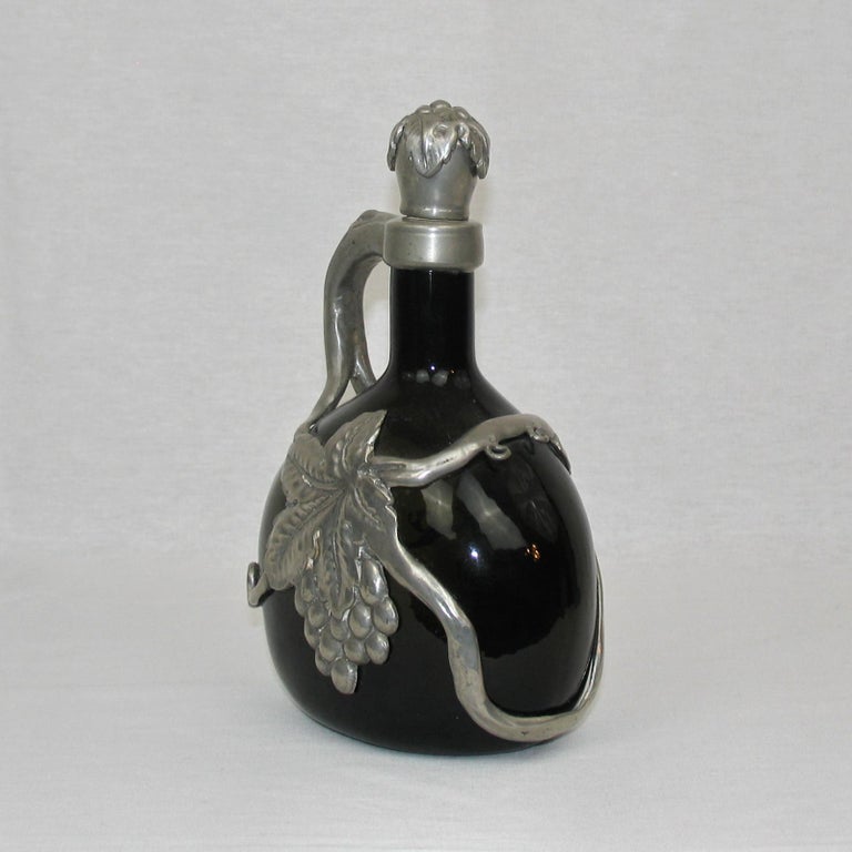 Danish Glass and Pewter Bottle with Stopper Decanter, 1930s For Sale at ...