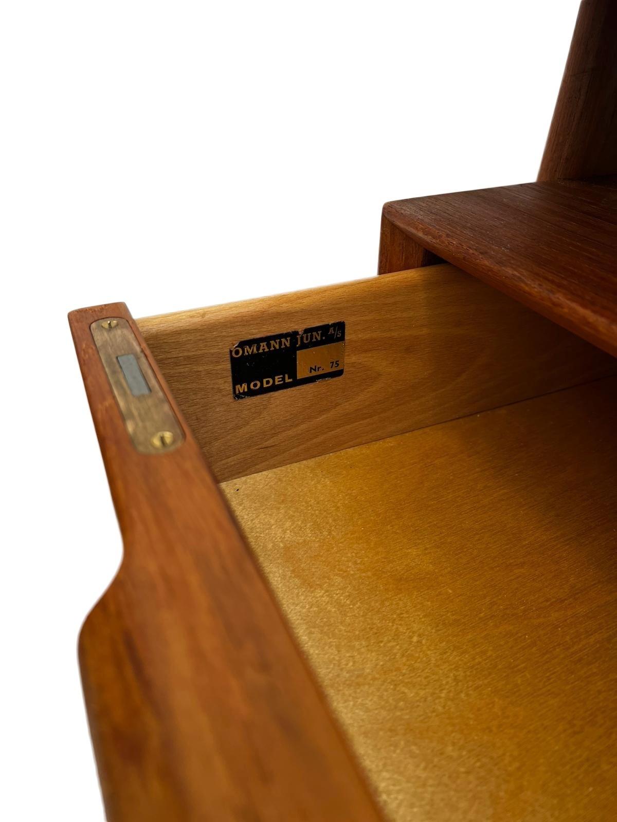 Danish Gunni Omann for Omann Jun Møbelfabrik Model 75 Teak Writing Desk ...