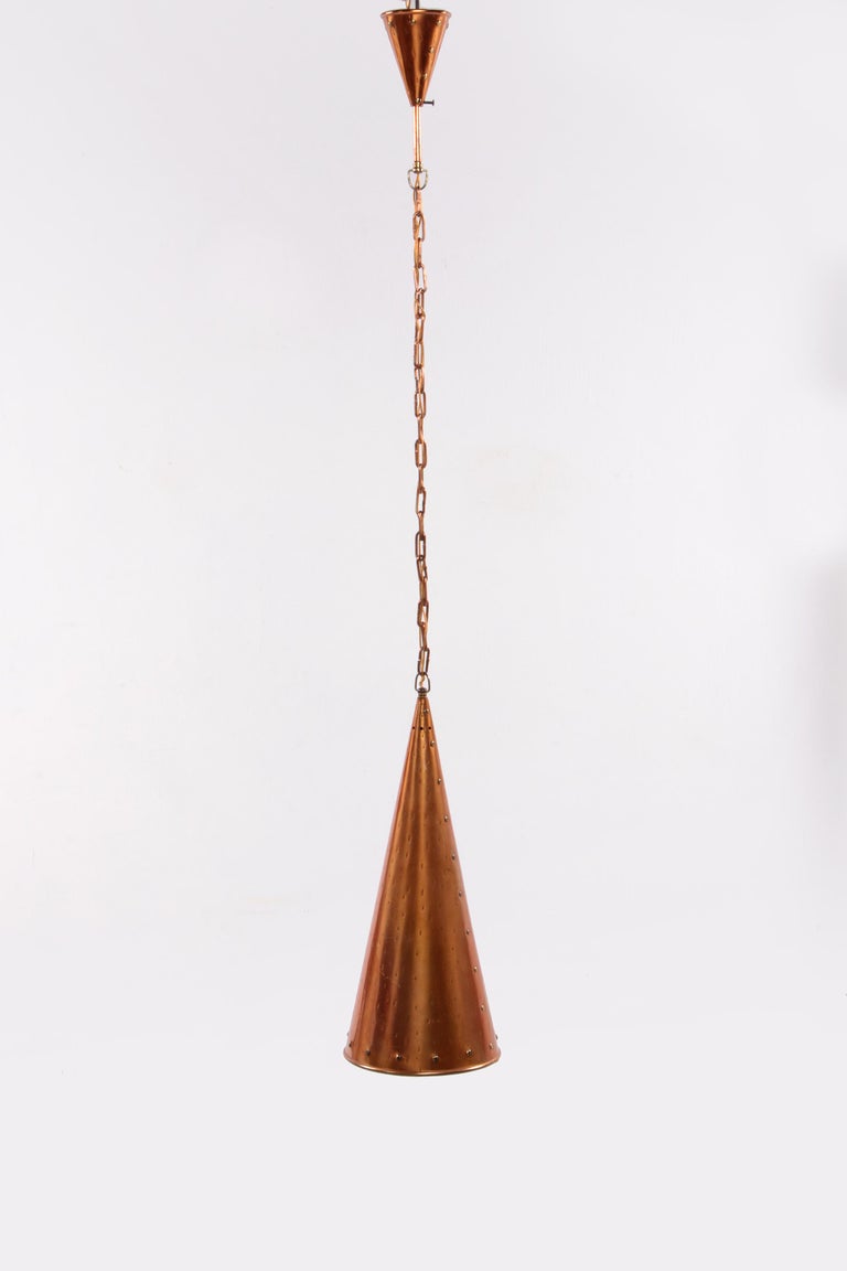 Danish hand-hammered copper hanging lamp by E.S Horn Aalestrup, 1950s ...