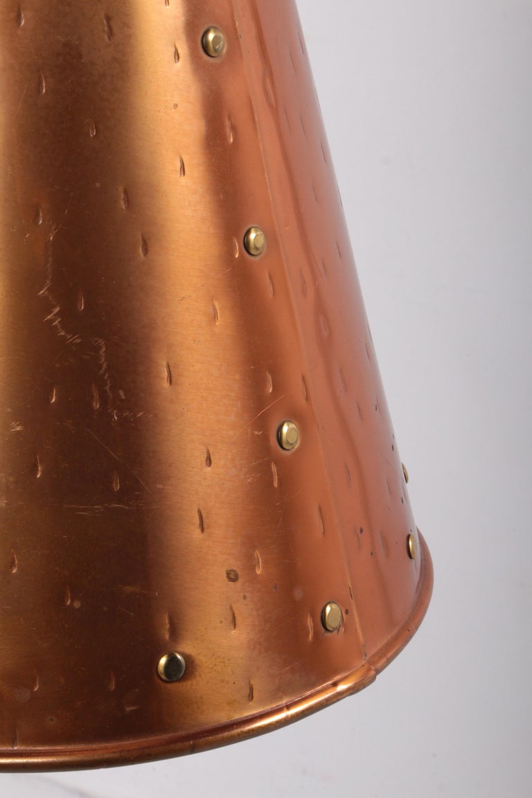 Danish hand-hammered copper hanging lamp by E.S Horn Aalestrup, 1950s ...