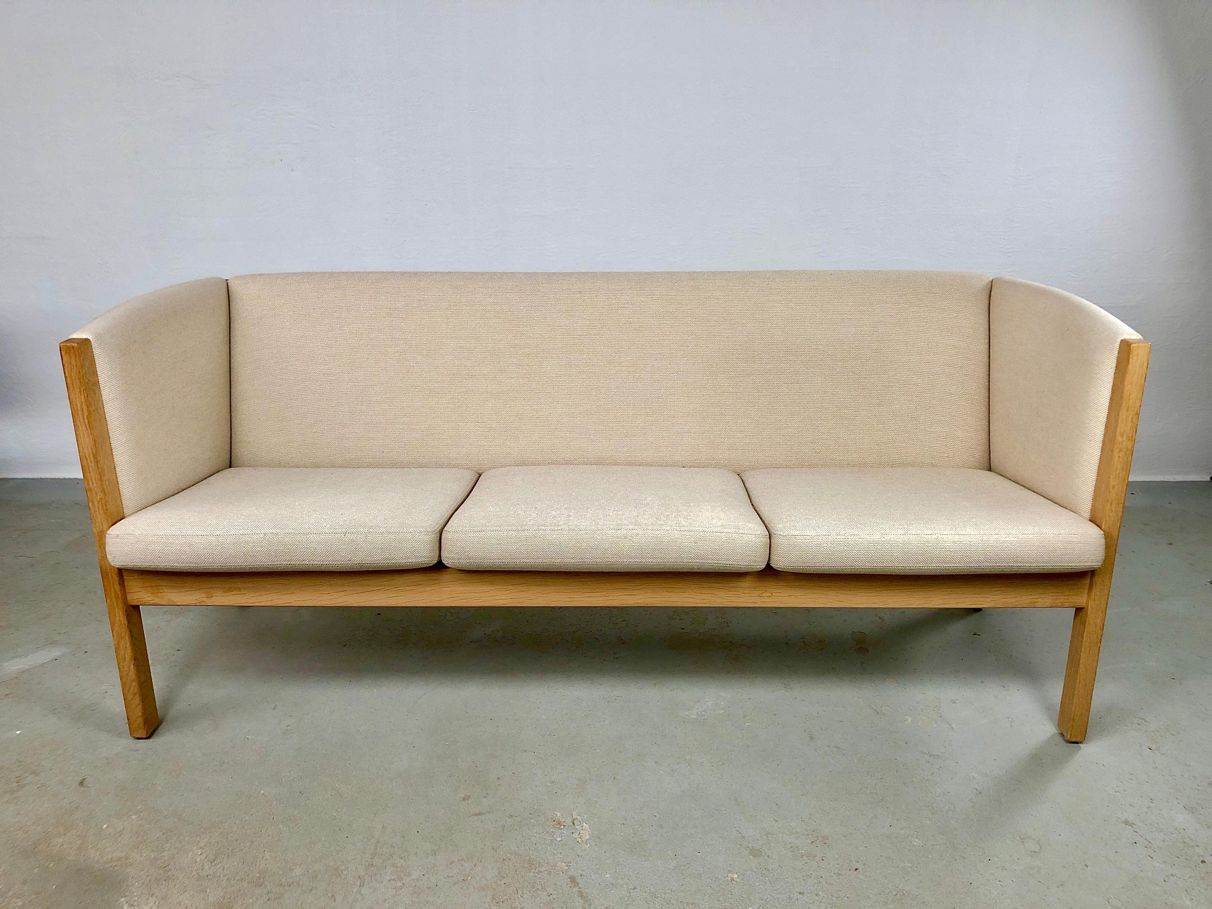 Danish Hans J. Wegner Three-Seat Jubilee Sofa in Oak and Fabric by ...