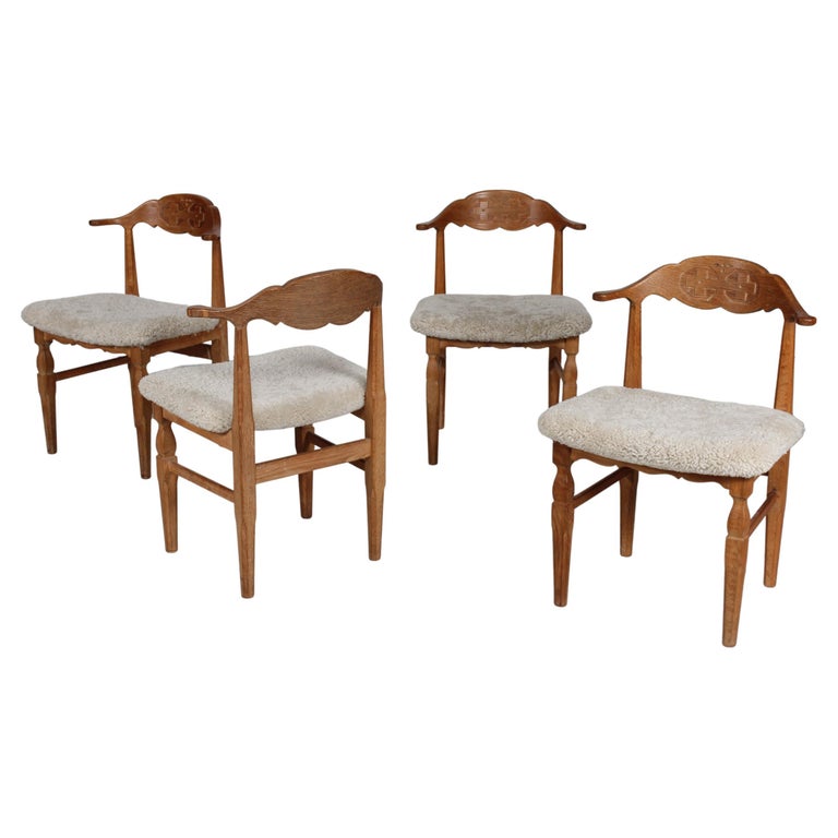 Danish Henning Kjærnulf Set Of 4 Dining Chairs Of Solid Oak And