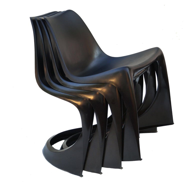 4 Danish Indoor Outdoor Stacking Dining Chairs by Steen Ostergaard Cado ...