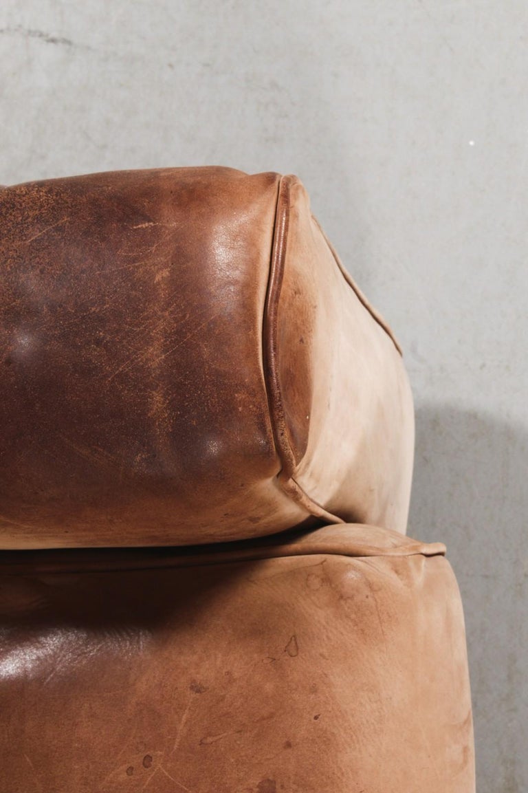 Danish Large 1970s Brutalist Club Chair in Suede with Noble Patina and ...