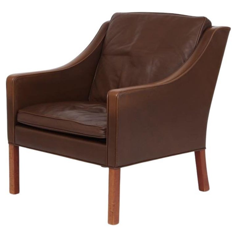 Danish Leather Lounge Chair, Børge Mogensen for Fredericia, Mod 2207 ...