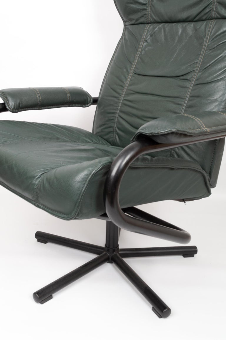 Danish Leather Recliner Swivel Lounge Chair by Kebe, Denmark, circa ...
