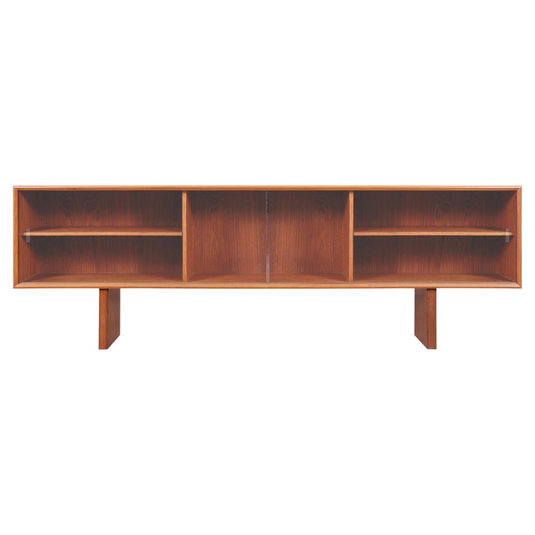 Danish Low Profile Teak Bookcase by Faarup Møbelfabrik at 1stDibs