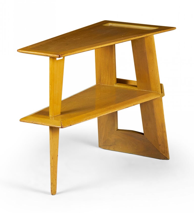 Danish Mid-Century Blond Mahogany Wedge Magazine Table 'Manner of Jens ...
